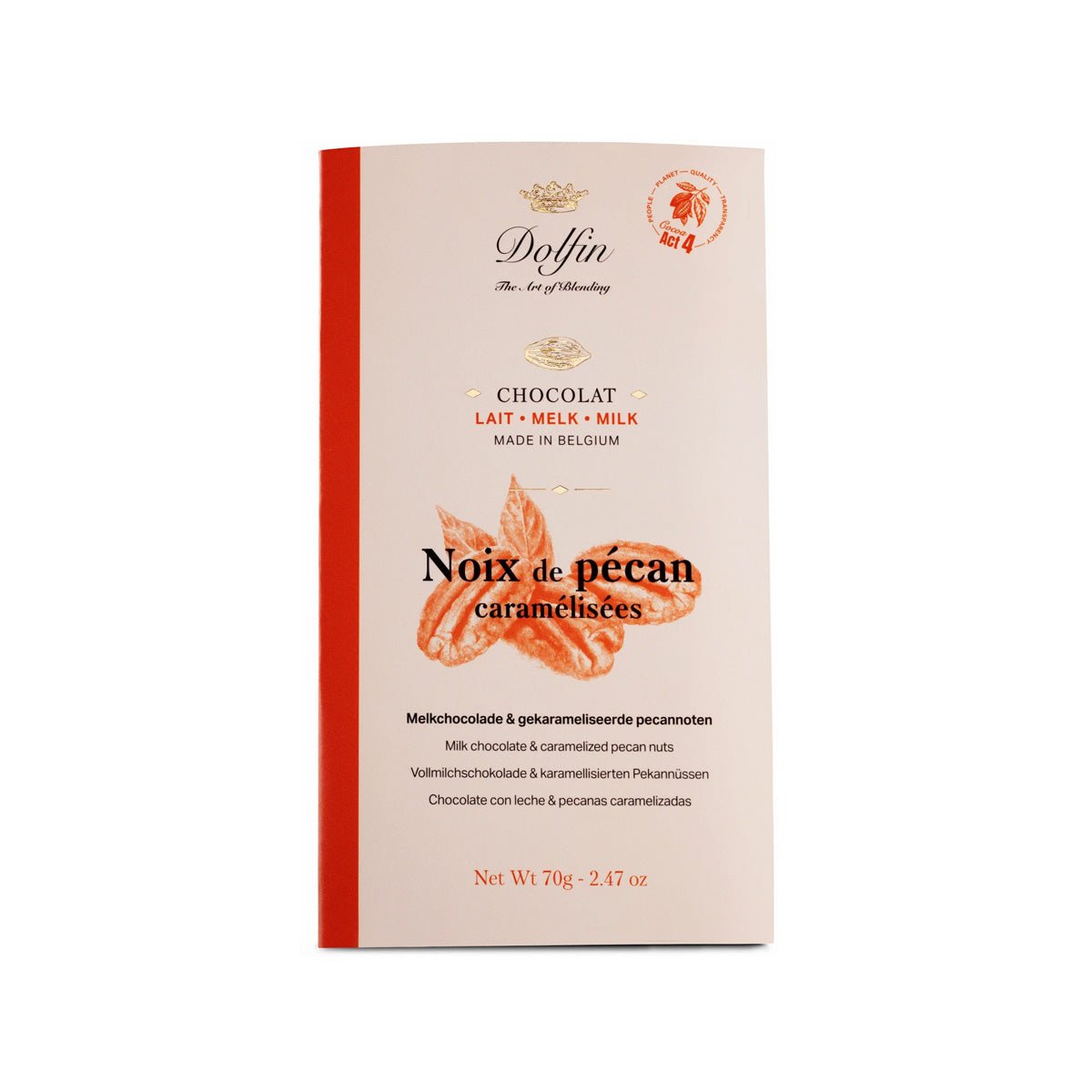 Dolfin 37% Milk Chocolate with Caramelized Pecans Bar - 70g – Chocosphere