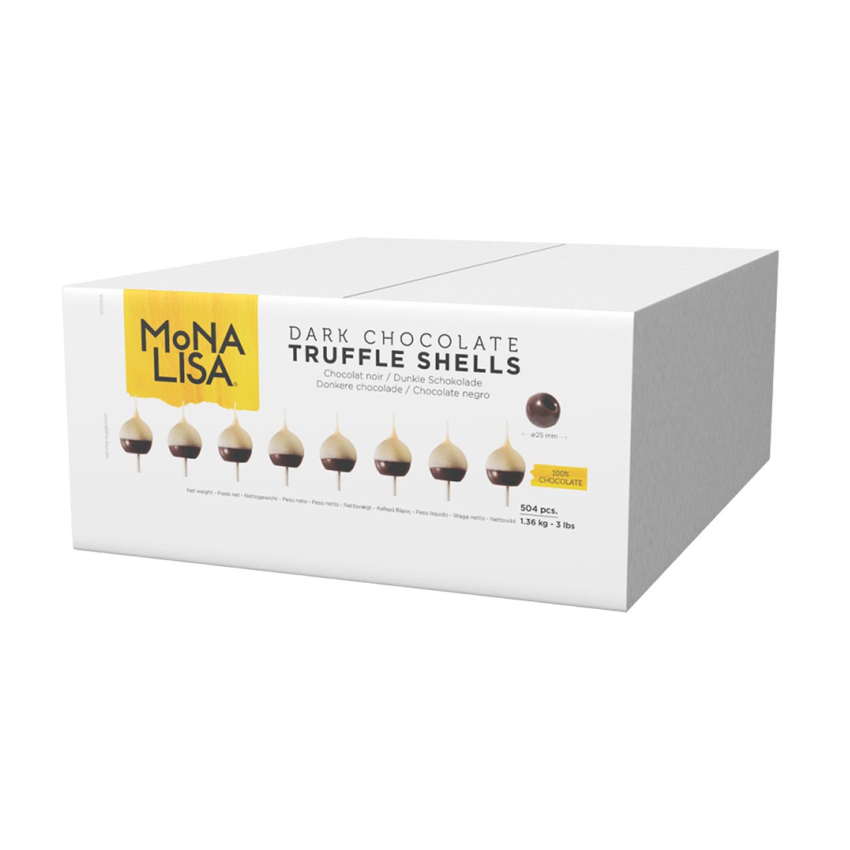 Mona Lisa Hollow 52% Dark Chocolate Truffle Shells Box - 504 pc ~ 3lb ...