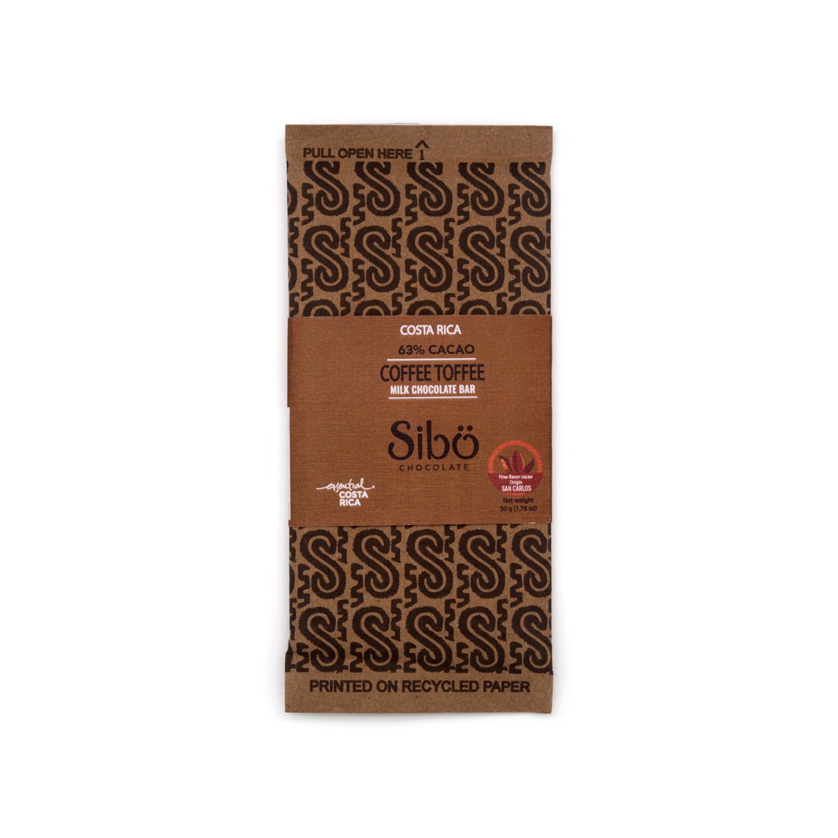 Sibu Coffee Toffee 63% Single Origin Milk Chocolate Bar - 50g – Chocosphere