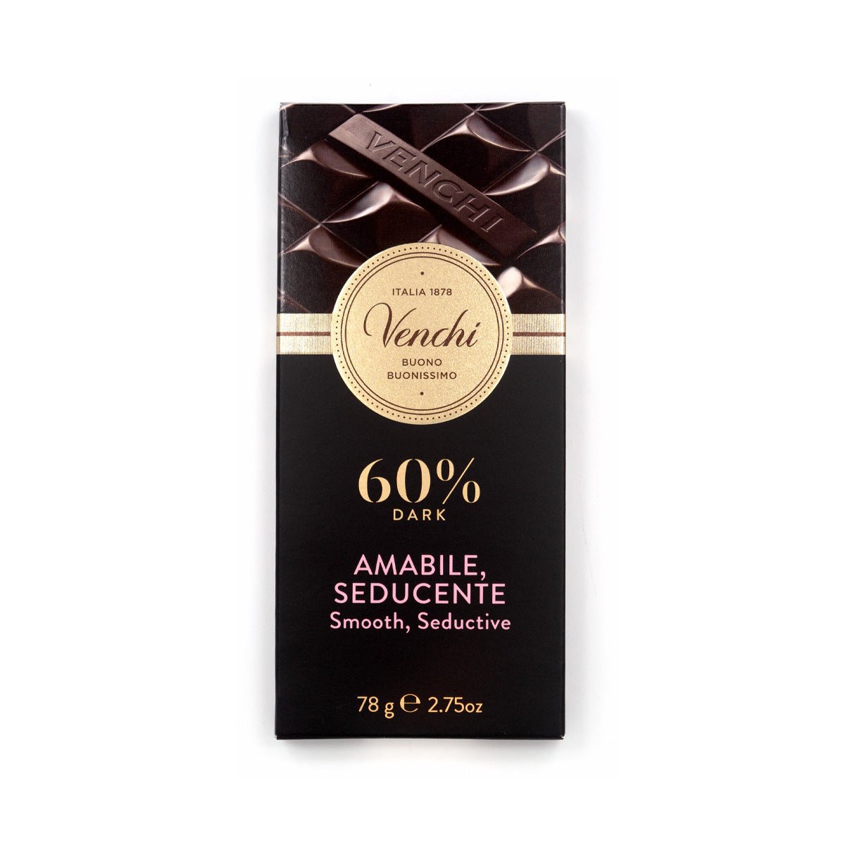 Venchi Amabile Seducente 60% Extra Dark Chocolate Bar - 78g – Chocosphere