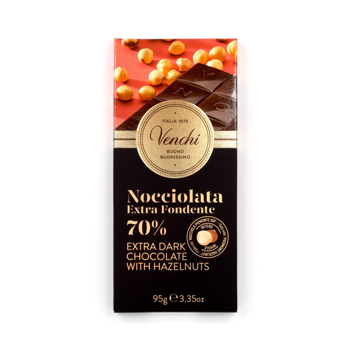 Venchi Nocciolata Fondente 70% Dark Chocolate & Whole Hazelnuts Bar ...